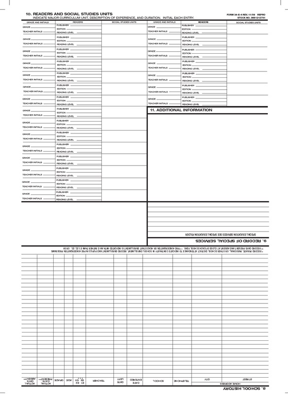 FORM 34-E-4 CUMULATIVE RECORD CARD ELEM