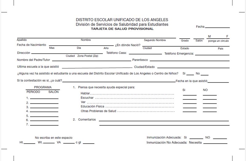 FORM 34-EH-68 TEMP HEALTH CARD ENG/SPAN