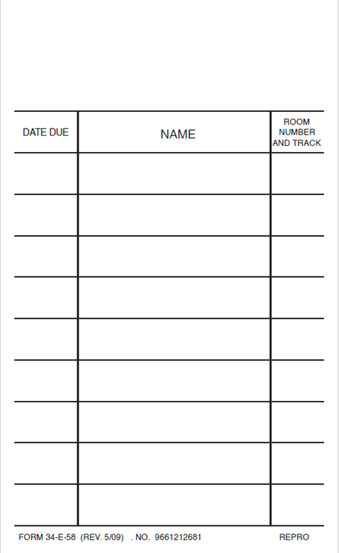 FORM 34-E-58 CIRCULATION CARD / LIBRARY