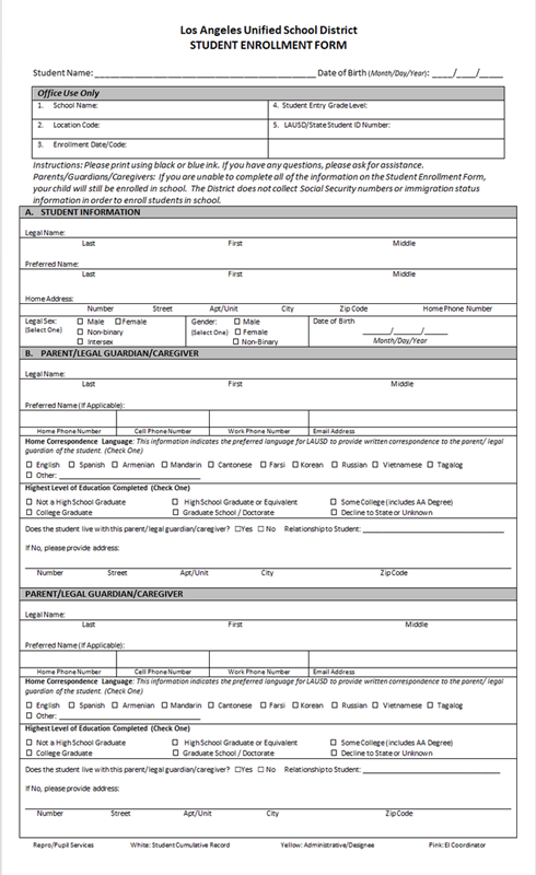 LAUSD Forms and Publications