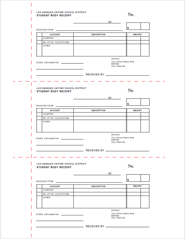 Student Body Receipt Books (2-part)