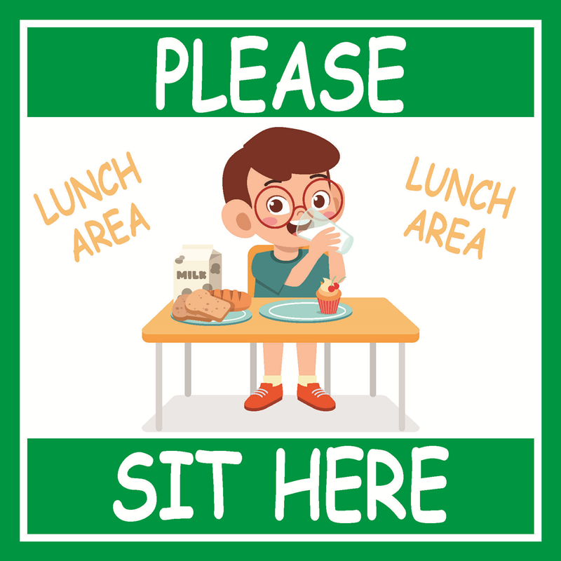 (Sticker) Green Lunch Please Sit Here Sticker (4.5"x4.5")
